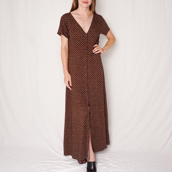 Frye | Dresses | Frye Shortsleeve Buttonfront Floral Maxi Dress | Poshmark